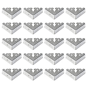 UTALIND 20 PCS Flower Shape Decorative Corner Protectors, Metal Book Corner Guards Covers for Album Jewelry Box Wooden Case Desk, 1.3"x1.3"x0.5"(Silver)
