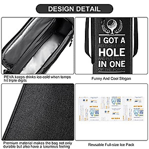 Golf Bag Cooler with Ice Pack, Golf Cooler Bag, Golf Beer Sleeve, Soft Golf Cart Cooler Bag, Holds 6 Beer Cans or 2 Bottles of Wine, Gift for Golf Lovers