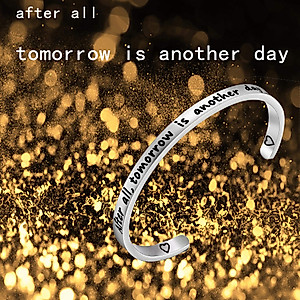 TGBJE After All Tomorrow Is Another Day Cuff Bracelet Inspired By Gone With The Wind Scarlett Quote Jewelry Famous Movie Inspirational Quote (Tomorrow)