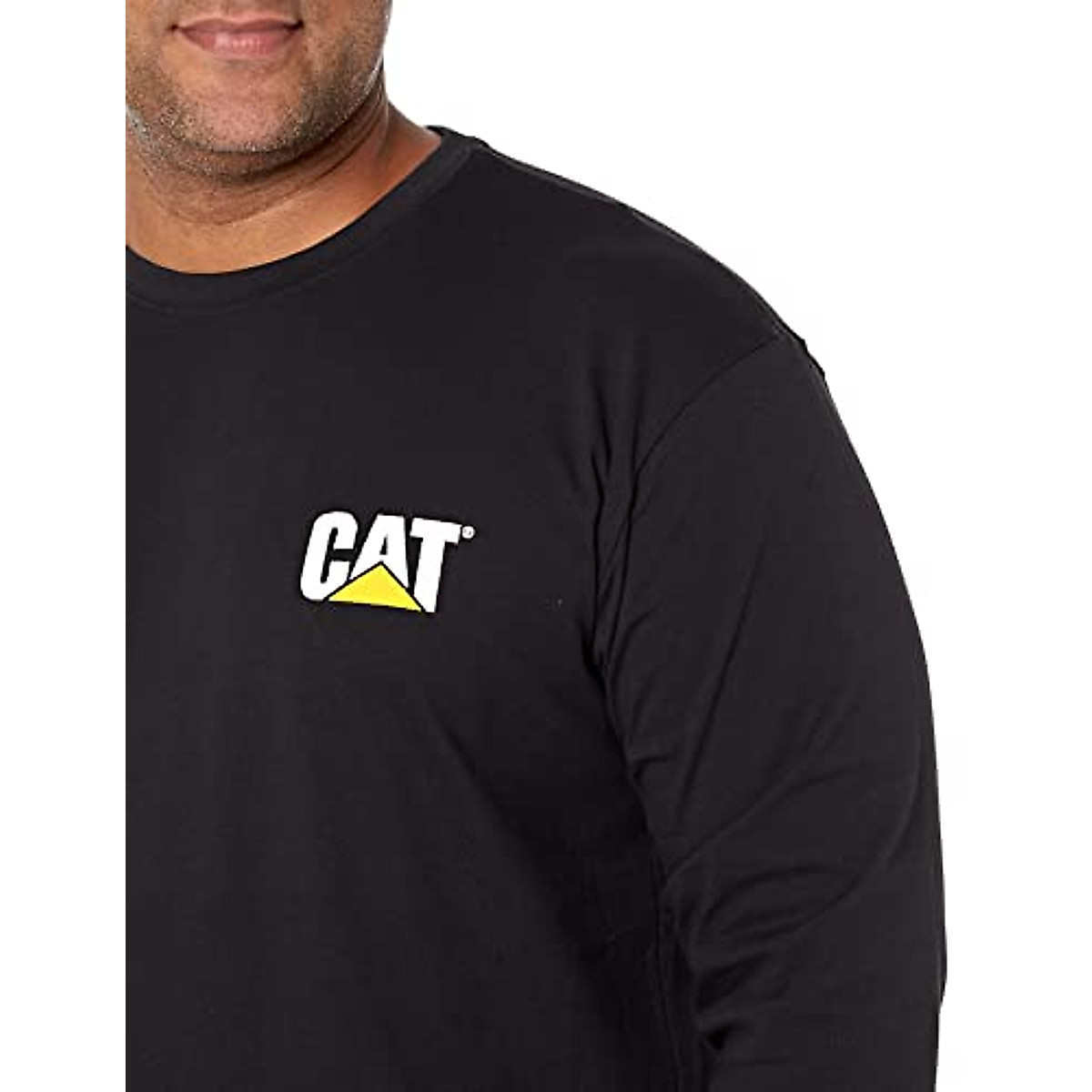 Caterpillar Men's Trademark Banner Long Sleeve Tee Shirts with Center Back Neck Wire Management Loop and CAT Logo, Black, X Large