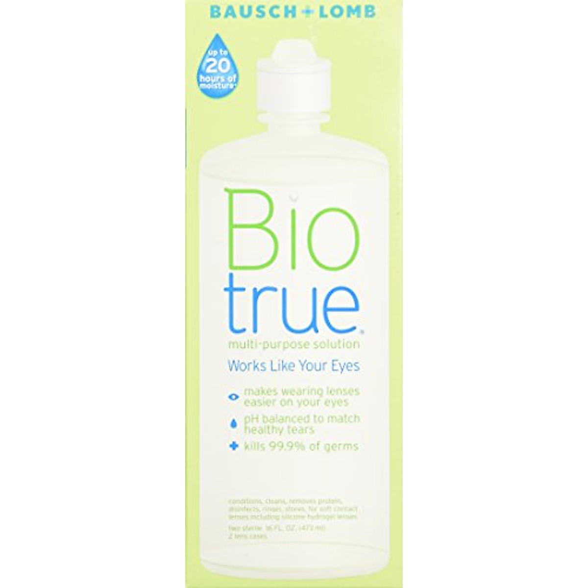 Bausch & Lomb Biotrue Multi-Purpose Solution - 2/16 oz Bottles Plus 2 Lens Cases