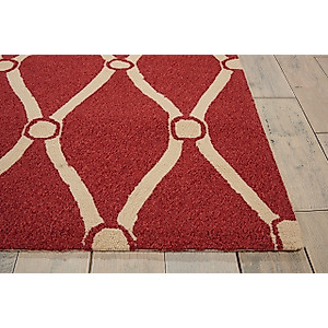 Nourison Portico Indoor/Outdoor Red 8' x 10'6" Area-Rug, Easy-Cleaning, Non Shedding, Bed Room, Living Room, Dining Room, Backyard, Deck, Patio (8x11)