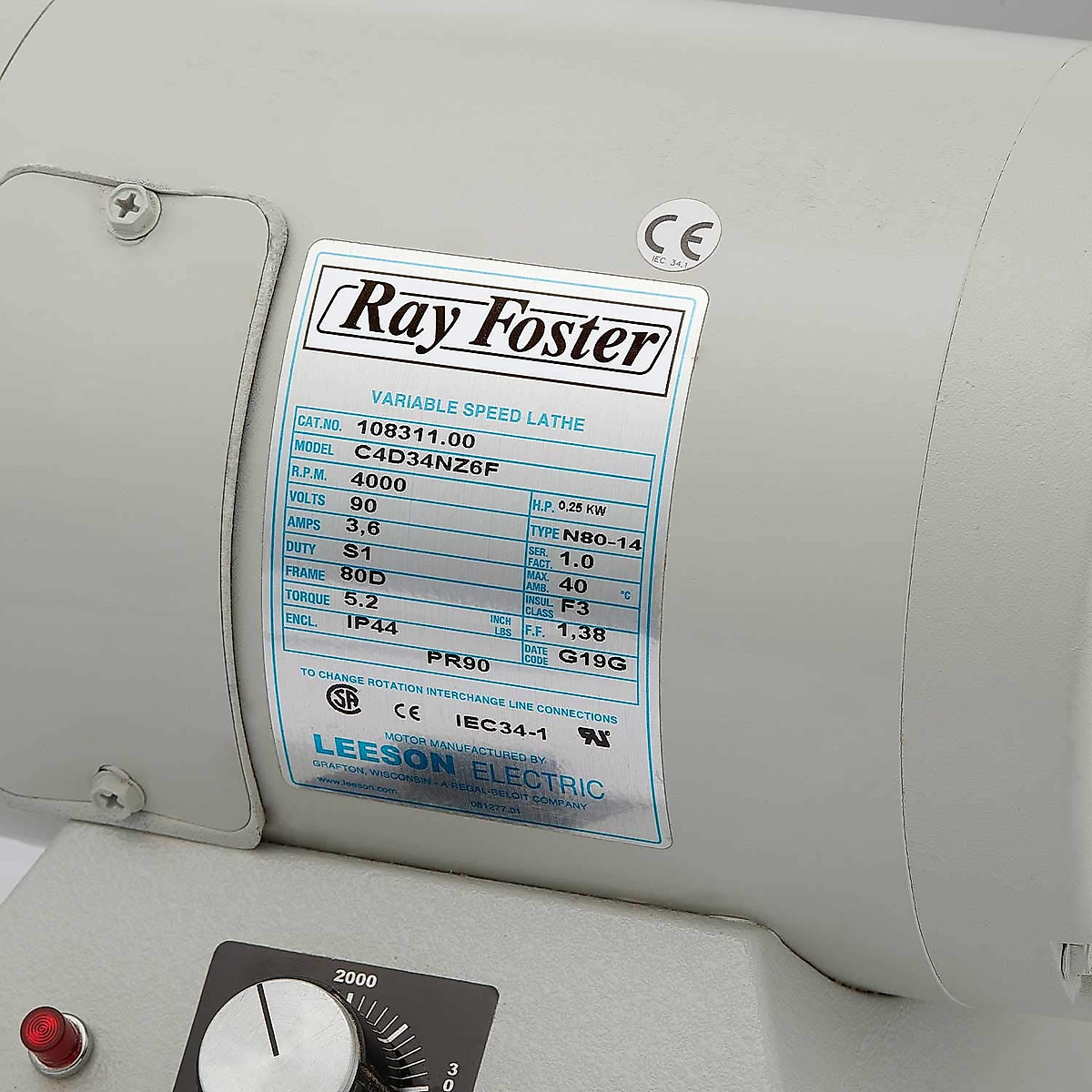 Ray Foster PR90 Dental Variable Speed Polishing Lathe, 1/3 HP, 300-4000 RPM for Hospital and Clinic,Made in USA