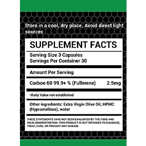 Flambeau Labs C60 Capsules | 90 Count | 2.5mg Carbon 60 99.9% per Serving | Carbon 60 in Olive Oil