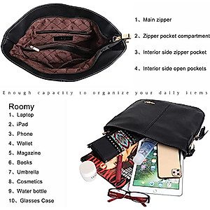 Montana West Wrangler Purses and Handbags for Women Hobo Bags Vegan Leather Crossbody Shoulder Bags Women Tote Bags WG16-1022BK Black