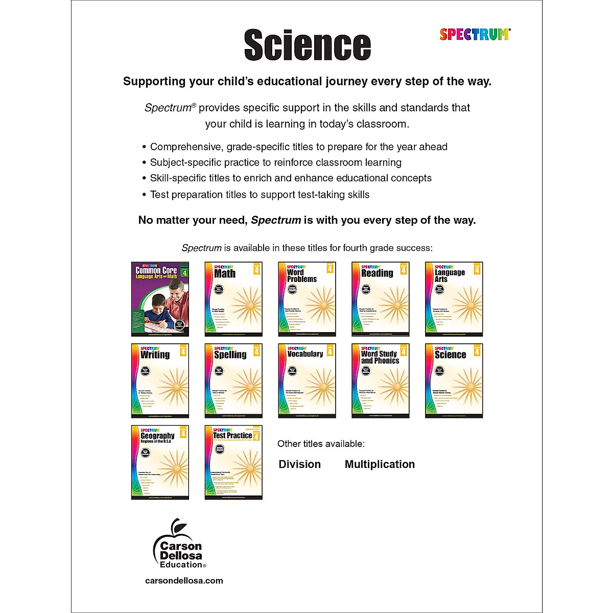 Spectrum 4th Grade Science Workbooks, Ages 9 to 10, 4th Grade Science, Physical, Space, Earth, and Life Science, the History and Nature of Science With Research Activities - 144 Pages