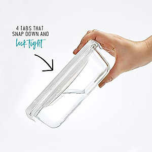 Fit & Fresh, 28 ounces, Set of 5 Locking Lids, Meal Prep, 5 Pack, Glass Storage Containers with Airtight Seal, 28 oz, 28.4 oz, Clear