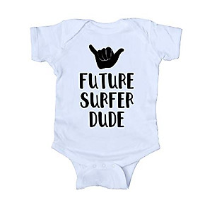 Future Surfer Dude Baby Onesie Hang Loose Surf Boy Clothes Gray