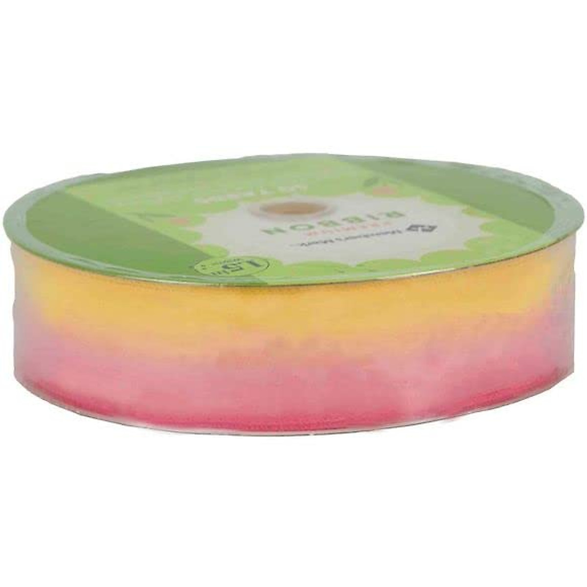 Premium Ribbon Wired Edge 50 Yards 1.5" Sheer Pink/Yellow