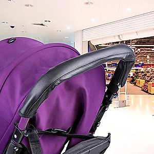 Pssopp Black PU Leather Waterproof Stroller Handlebar Cover, Universal Fit, Stroller Cover