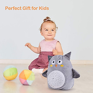 Baby Sleep Soother, Soothing Sound Machine Soft Owl Style with Projector＆Light Music, Sleep Toys Gift for Newborn Baby, Woodland Baby Shower for 0+ Boys or Girls