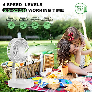 BIGTREE Portable Standing Fan with Remote Controller,8 inch USB Desk Fan,Adjustable Height,Quiet Foldable Floor Fan,Telescopic Pedestal Fans for Personal Bedroom Office Fishing Camping (WHITE)