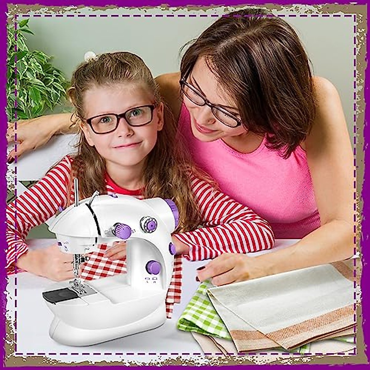 Portable Sewing Machine with Extension Table and Light,Mini Handheld Sewing Machine with Upgraded,Two Threads Double Speed Double Switches,Electric Sewing Machine Easy to Use for Kids,Beginners and DIY,White