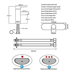 Bathroom Sink Faucet Brushed Nickel Single Hole One Handle Aerator Spout Sink Vanity Bath Lavatory Commercial Basin Faucet with Deck Plate Include PoP Up Drain with Overflow