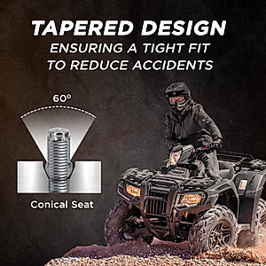 Southern Powersports Tapered Lug Nuts, 16-Piece Black Lug Nut Set, Replacement Wheel Nuts for Polaris, Can Am, Honda, Yamaha, Kawasaki and Suzuki, M10 X 1.25 Thread Pitch, 14mm Hex Head, Alloy Steel