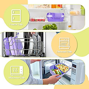 MKAVOE Bento Box Adult Lunch Box, 3-in-One Stackable Bento Lunch Box for Kids/Adults, 8 Compartments & Utensil Set Lunch Box Kids, Leak-Proof Bento Boxes for Work, Picnic, School