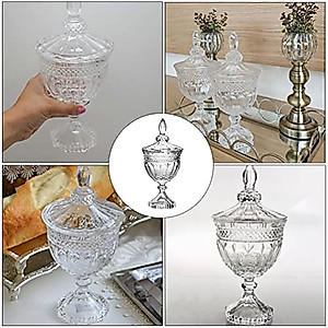 Cabilock Crystal Candy Jar Glass Candy Dish with Lid Biscuit Barrel Decorative Sugar Bowl Cookie Jar for Home Party Decor