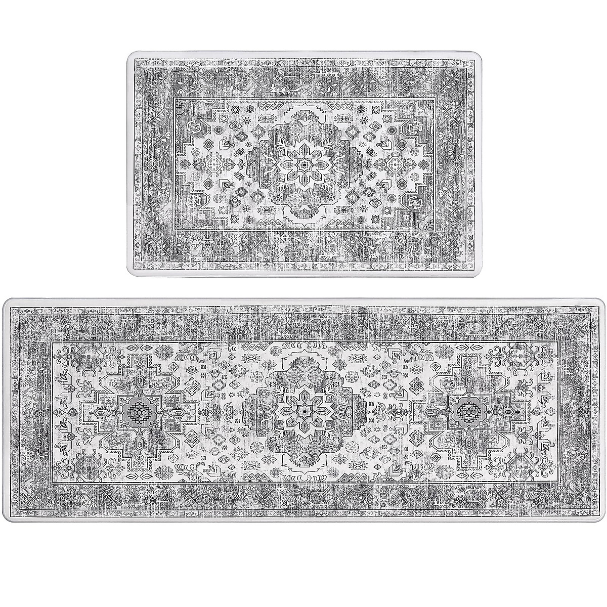 Pauwer Anti Fatigue Kitchen Mat Set of 2 Non Slip Kitchen Mats for Floor Cushioned Kitchen Rugs Comfort Standing Mat Farmhouse Waterproof PVC Foam Kitchen Floor Mat Runner