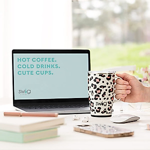 Swig 18oz Travel Mug, Insulated Tumbler with Handle and Lid, Cup Holder Friendly, Dishwasher Safe, Stainless Steel Insulated Coffee Mug with Lid and Handle (Rose Gold)