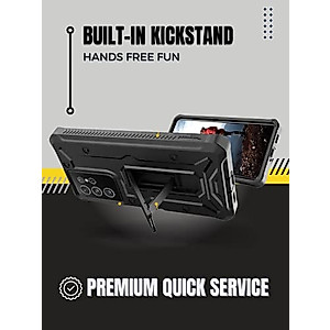 ArmadilloTek Vanguard Compatible with Samsung Galaxy S21 Ultra Case, Military Grade Full-Body Rugged with Built-in Kickstand [Screenless Version] - Black