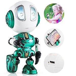 Aubllo Robots Toys for Kids Christmas Stocking Stuffers 2022 New Mini Talking Robots Gifts for Boys Girls Adults with 10 Hours Working Time USB Charging LED Eye Interactive Electronic Toy(Green)
