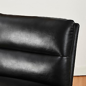 Glitzhome Mid Century PU Leather Reading Sofa Chair, Black