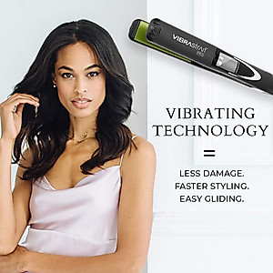 Vibrastrait Pro Vibrating Ceramic Tourmaline Ionic Flat Iron, 1-inch - Fast, Frizz-Free Ceramic Hair Straightener with Easy, Gentle Glide for Waves, Curls, Smooth Hair - Professional Styling Tools