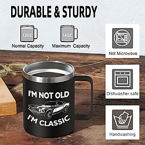 Abledn Birthday Gifts for Men - I'm Not Old I'm Classic Coffee Mug - Christmas Gifts for Men, Birthday Gifts for Dad, Grandpa, Him, Husband (14oz, Black)