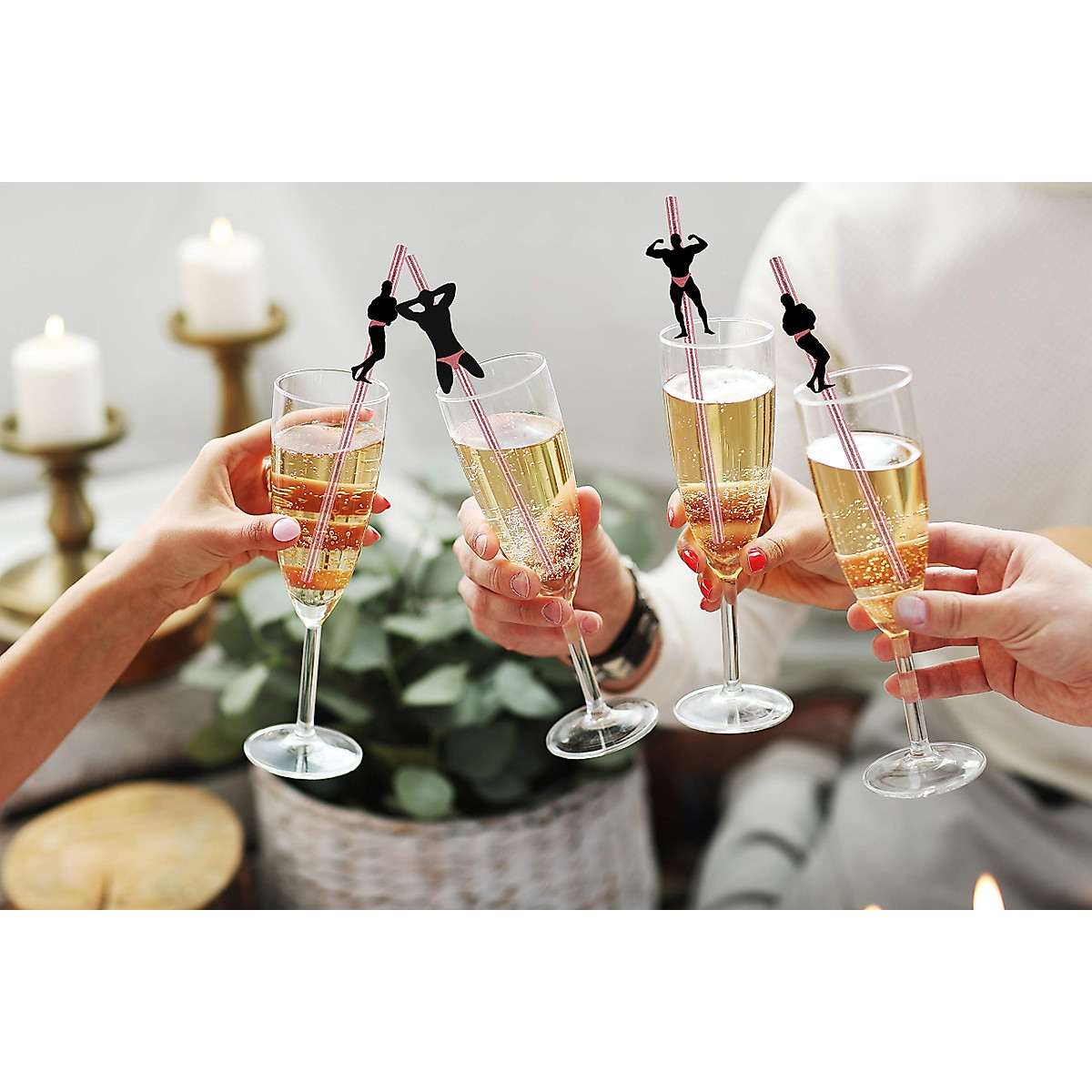 Bachelorette Party Decorations Straws I 24 Pack Dancing Stripper Man Confetti Bridal Shower Straws