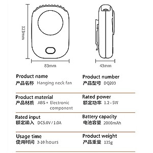 Mini portable fan,neck hanging, waist hanging, desktop holding, USB charging, 3-level wind power, remaining power display, suitable for outdoor, sports, barbecue, office and other scenarios (Green, 123*83*43（MM）)