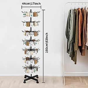 Hypergiant Retail Display Stand 7 Tier Rotating Rack For Store Display Shelves,Jewelry Keyring Socking Hats,Movable Shop Spinner for Toys Show ,Black,Adjustable height
