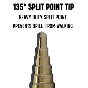 Drill America #4 HSS Black & Gold Step Drill Bit with Quick Change Hex Shank (3/16" - 7/8" by 1/16")