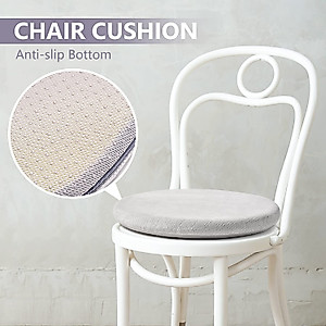 Round Memory Foam Chair Cushion Circle Bar Stool Pad Detachable Chair Seat Cushion with Removable Cover and Rubber Back Anti Slip Kitchen Dining Chair Pad 15 Inches Grey