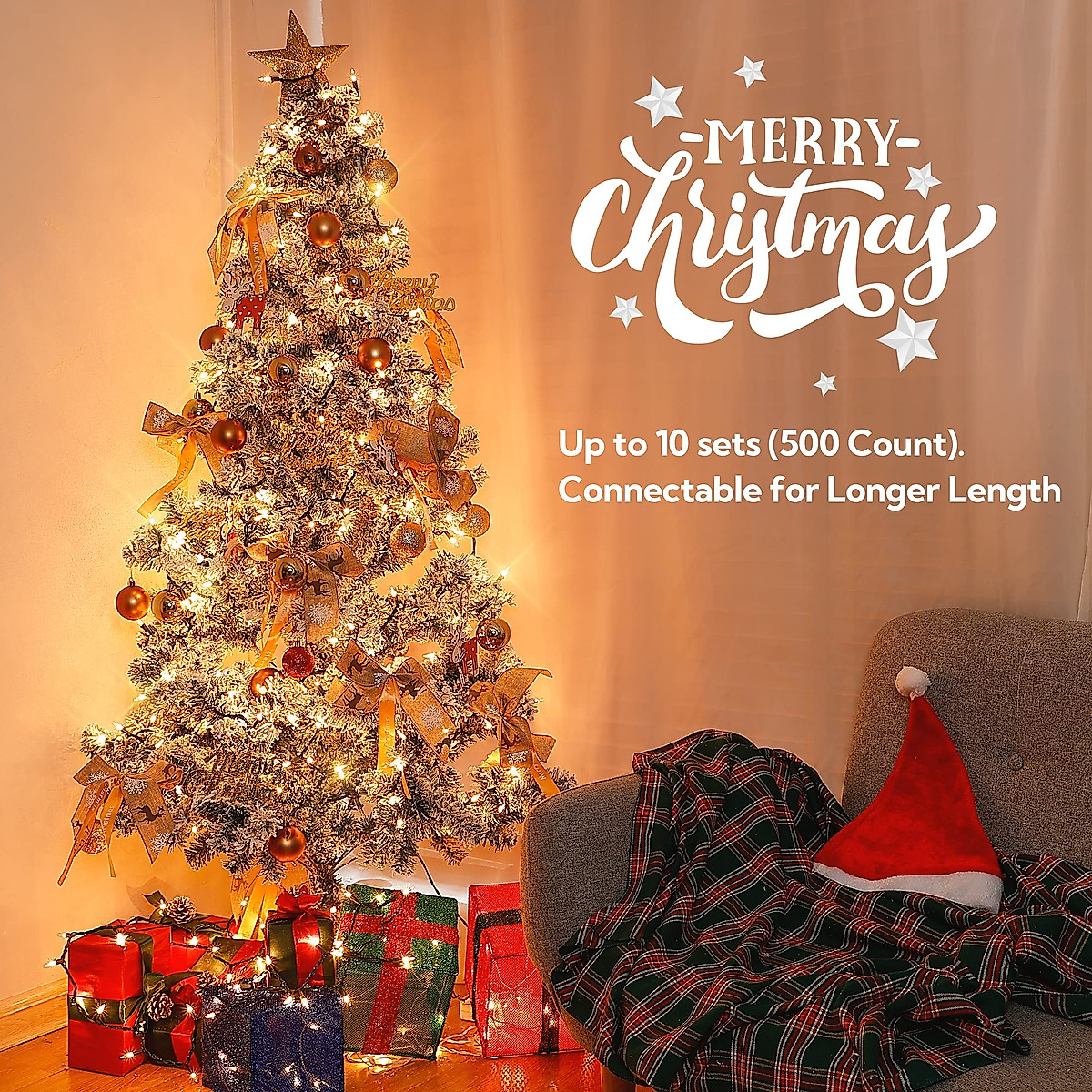 HEYFUNi Clear Christmas Lights 50Count 13Feet White Christmas Tree Lights Set, Incandescent Bulb Mini String Lights for Indoor Outdoor Tree Party Weeding Home Xmas Holiday Decorations,Green Wire