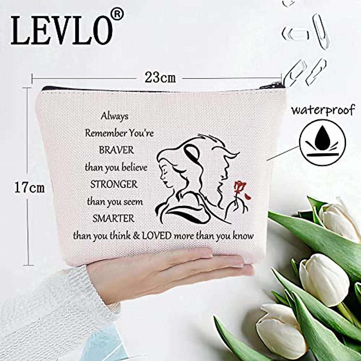 LEVLO Beauty Story Cosmetic Make up Bag Movie Inspired Gifts You Are Braver Stronger Smarter Than You Think Makeup Zipper Pouch Bag (Beauty Bag)