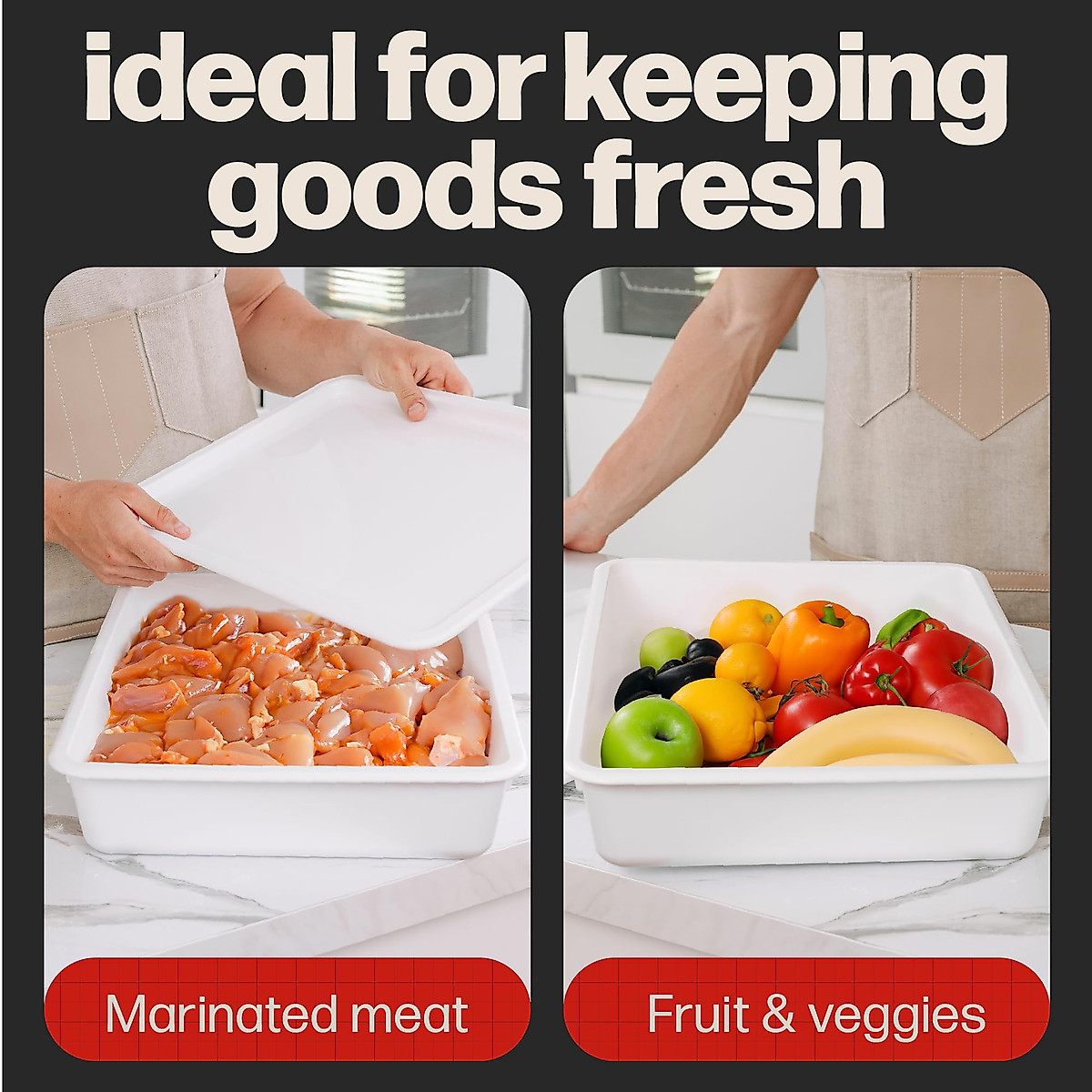 Hans Grill 2-Piece BPA Free Plastic Dough Proofing Box | Pizza Proofing Box, Bread Proofing Box | Stackable, with Covers, with Lid | Premium Quality (2 Pack Large)