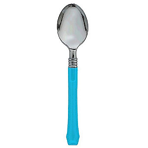 Amscan Classic Choice Premium Cutlery Disposable-Spoons, One Size, Caribbean Blue