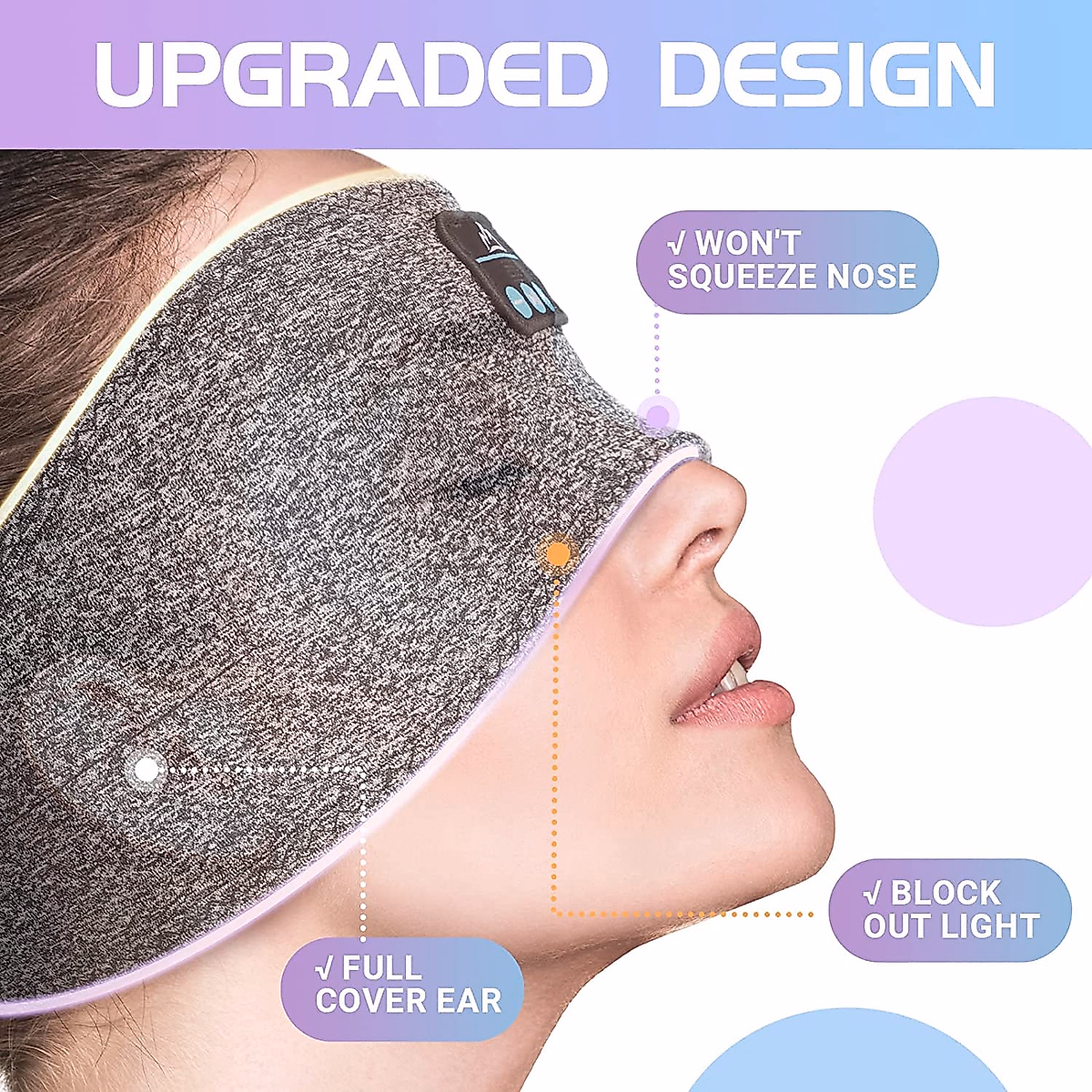 Sleep Headphones Wireless Bluetooth Headband - Comfy Sleeping Eye Mask Headset, Sport Head Band Earbuds Electronics Tech Gadgets Christmas Stocking Stuffers Birthday Gifts for Women Men Running