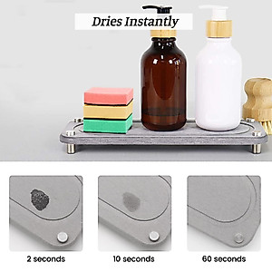 Sink Caddy Instant Dry Kitchen Sink Organizer Sponge Holder for Kitchen Sink Diatomaceous Pedestal Stand Riser with Stainless Steel Feet Protection for Modern Home (Light Grey)