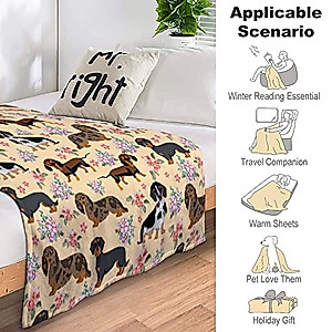 Dachshund Sausage Dogs Soft Throw Blanket 60"X50" Lightweight Flannel Blanket for Couch Bed Sofa Home Living Room Decor Travelling Camping for Kids Adults
