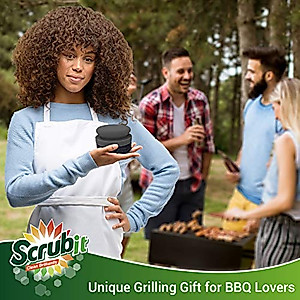 SCRUBIT Grill Cleaning Brush - Bristle Free BBQ Cleaner with Heavy Duty Scrubber Pad, Safe Cast Iron and Griddle Scraper Pads, Ideal Accessories for Charcoal and Gas Grills - 2 Pack