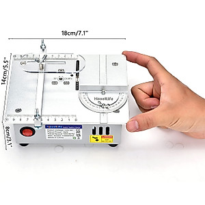 NovelLife Mini Hobby Table Saw Handmade Woodworking Bench Saw DIY Model Crafts Cutting Tool with Adjustable Power Supply 63mm HSS Circular Saw Blade (R2)