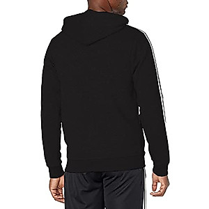 adidas Men's Essentials Fleece 3-Stripes Full-Zip Hoodie, Black, Large