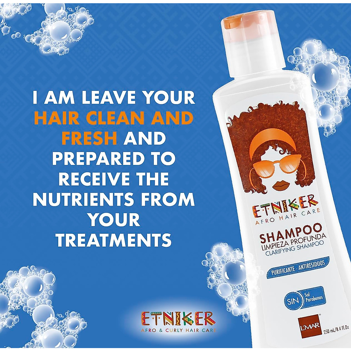 ETNIKER Deep-Cleansing Clarifying Shampoo | Afro-textured, Curly & Wavy hair | Remove Build-Up & Restore Shine | Free from Salt and Parabens | by L’mar | Size: 8.4 fl oz (250 mL)