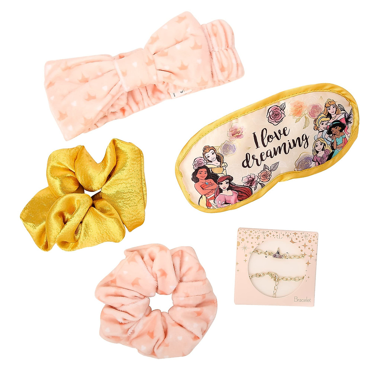 Disney Princess Girls Gift Set - Girls Spa Set Includes Pouch, Sleep Mask, Hair Scrunchies and Spa Headband Accessories