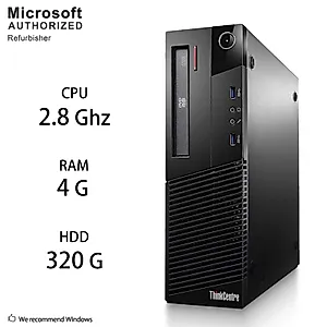 Lenovo ThinkCentre Small Form Desktop PC Computer Package, AMD Athlon 2.8GHz, 4G DDR3, 320G, DVD, VGA, DVI, 19 Inch LCD Monitor(Brands May Vary), Keyboard, Mouse, Windows 10 Pro 64 Bit (Renewed)