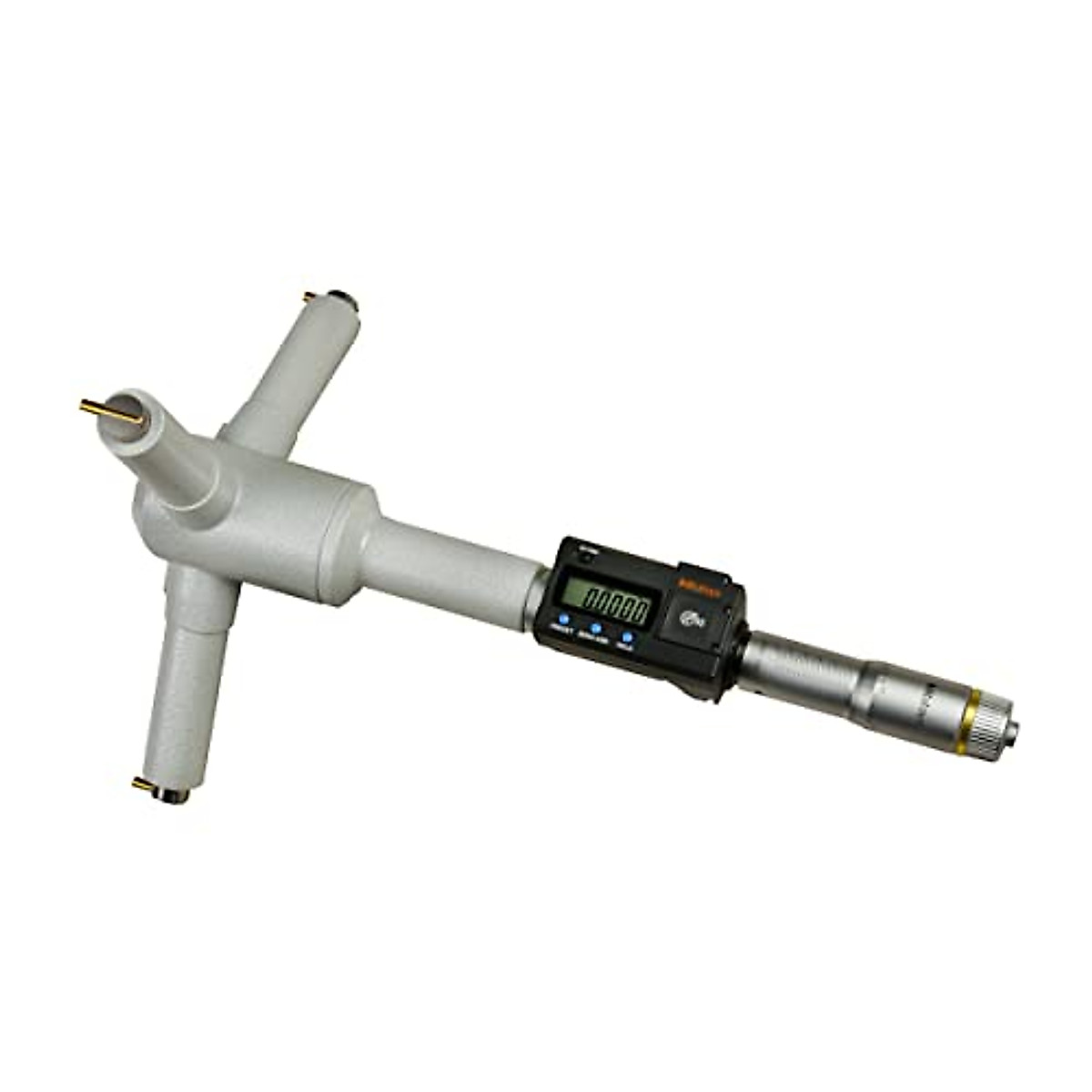Mitutoyo 468-270 Digimatic Holtest LCD Inside Micrometer, Three-Point, 2-2.5"/50.8-63.5mm Range, 0.00005" Graduation, +/-0.00015" Accuracy