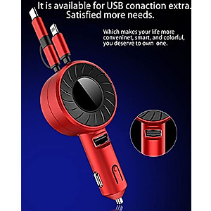 Retractable USB C Fast Car Charger iPhone with Dual Port USB Cables 3-in-1 multiple fast Charger for iPhone Charger Cable UL Certified Compatible for iPhone 11 Pro Max/11/XR/XS/X/8/8 Plus/7/6/6S/5S/SE