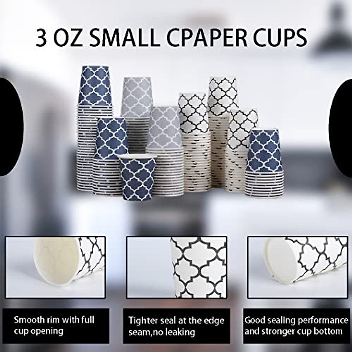 [300 Pack] 3 oz Disposable Paper Cups, Small Mouthwash Cups 3 OZ, Mini Bathroom Cups, Paper Coffee Cups 3 Ounce for Bathroom, Supermarket, Birthday Party, Travel, Events, Picnic, BBQ