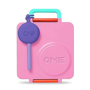 OmieBox Bento Box for Kids Insulated Bento Lunch Box with Leak Proof Thermos Food Jar, 3 Compartments + Purple Utensil Set with Case